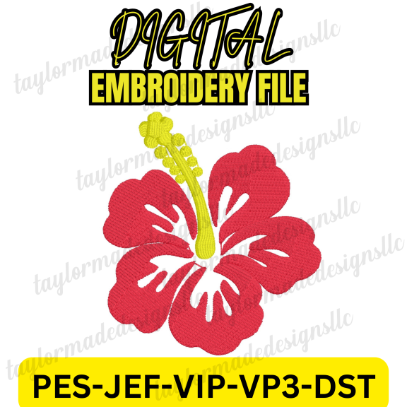 Digital embroidery file hibiscus flower PES-JEF- VP3- DST- VIP ...