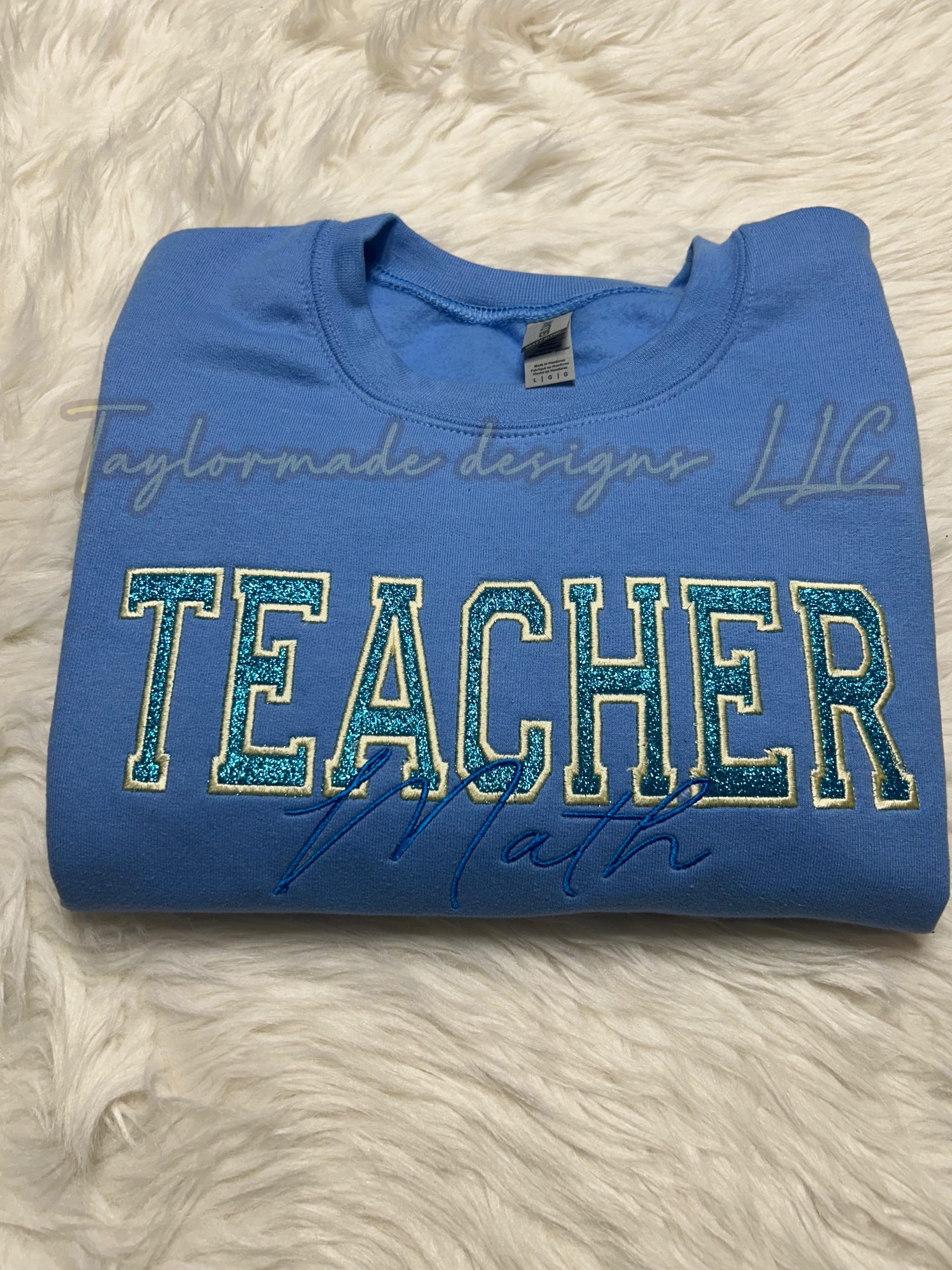 Teacher Glitter Applique Sweatshirt Sweatshirt - Taylormade Designs LLC