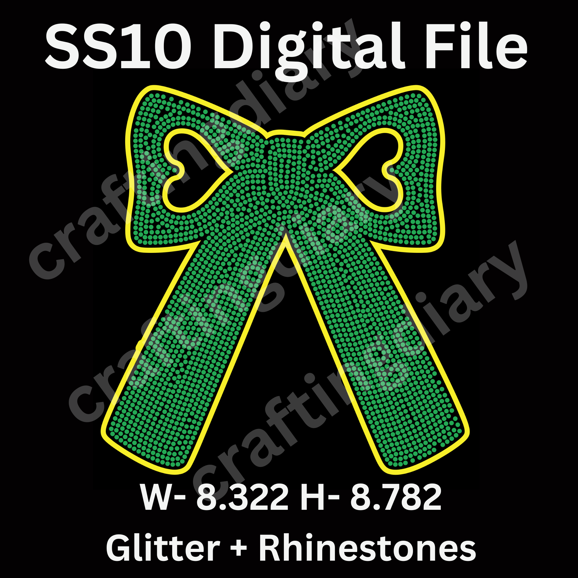 Bow Digital Download || Glitter + Rhinestone design|| SS10 digital Rhinestone template ...