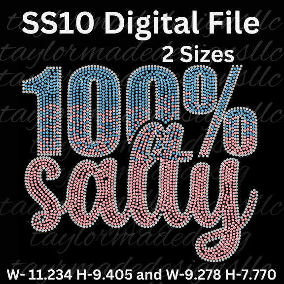 100 % Salty SS10 digital Rhinestone template - Taylormade Designs LLC